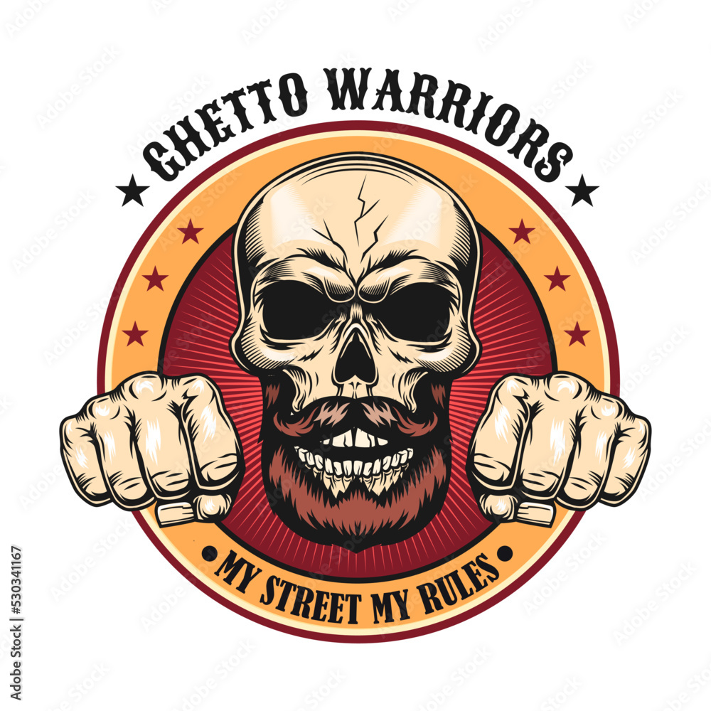 Gangsta tattoo emblem. Black monochrome labels or signs for street ...