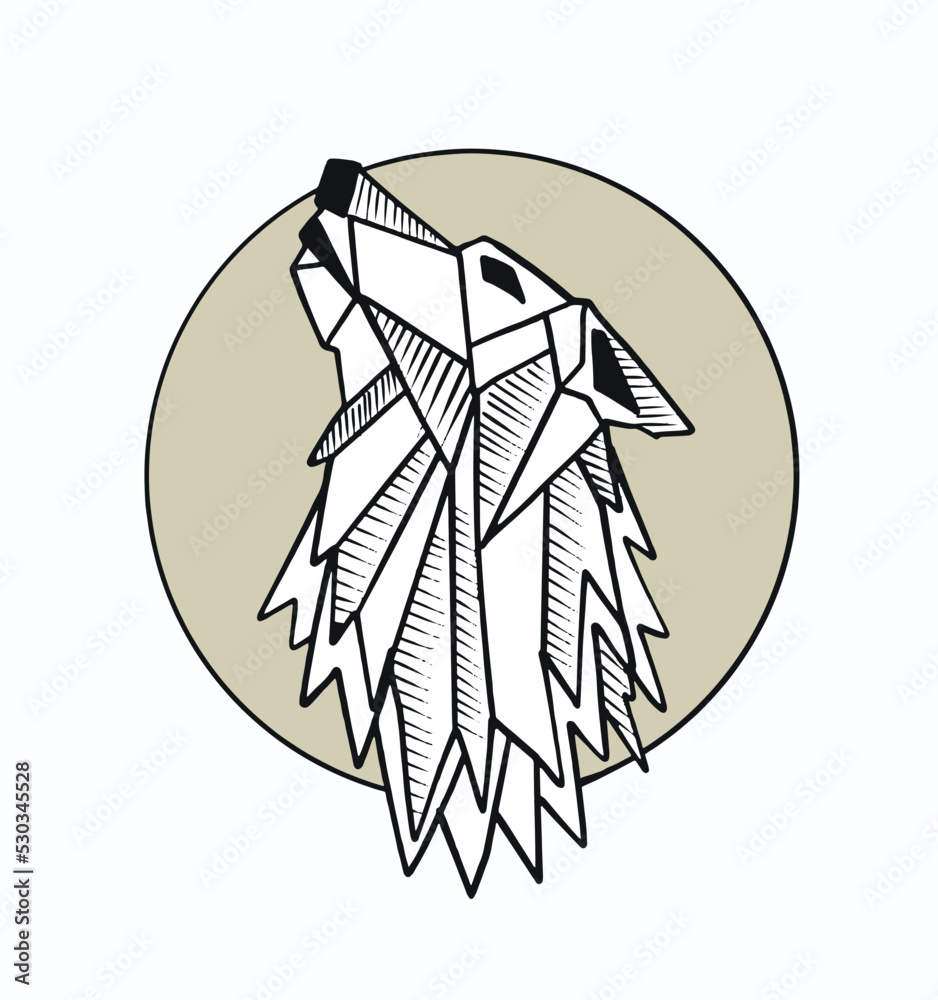 Howling wolf design from geometric shapes.Design suitable for t shirt ...