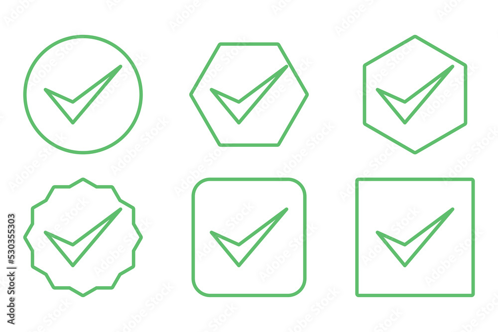 Check marks Icon Set, Tick marks, Accepted, Approved, Yes, Correct, Ok, Right Choices, Task ...