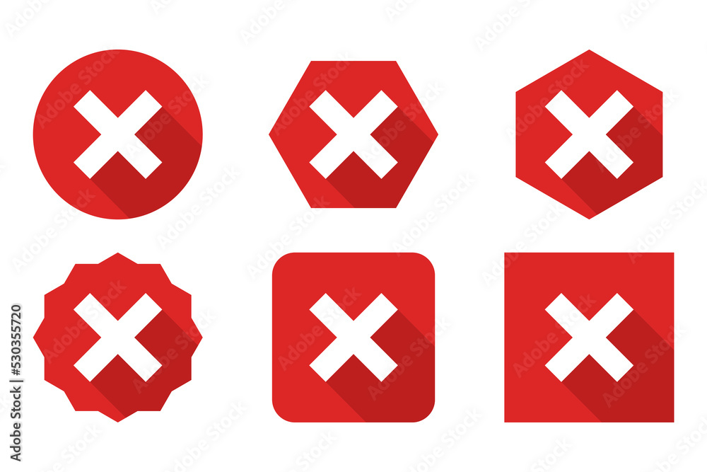 Wrong marks Icon Set, Cross marks, Rejected, Disapproved, No, False ...