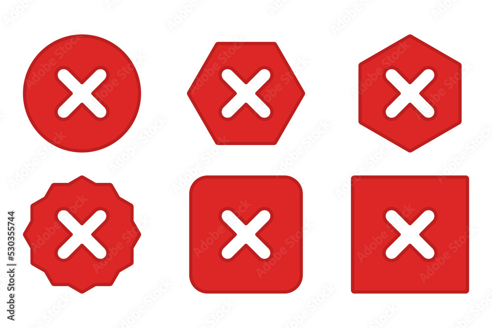 Wrong marks Icon Set, Cross marks, Rejected, Disapproved, No, False ...