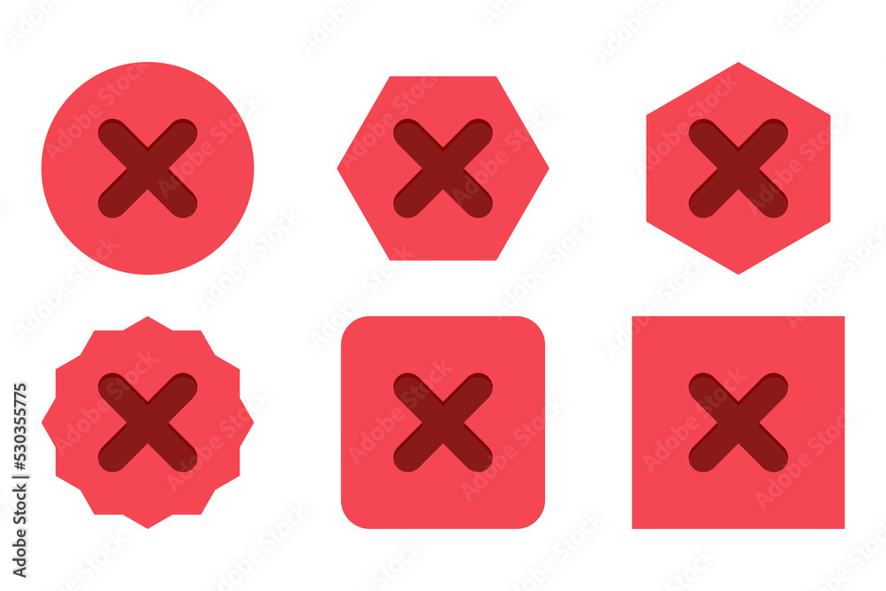 Wrong marks Icon Set, Cross marks, Rejected, Disapproved, No, False ...