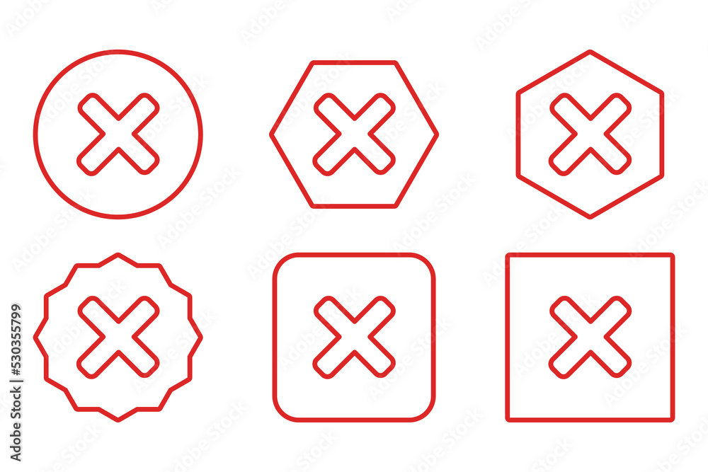 Wrong marks Icon Set, Cross marks, Rejected, Disapproved, No, False ...