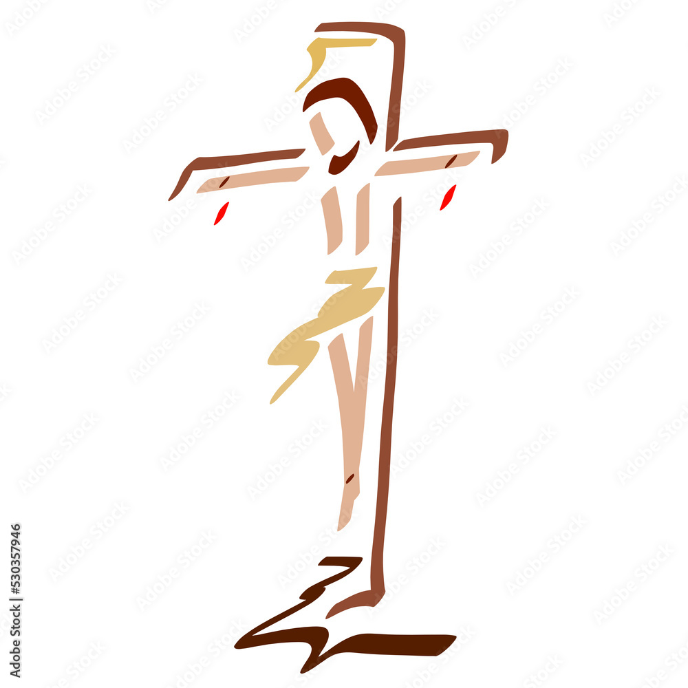 Lord Jesus crucified on the cross, redemption of people, color abstract ...