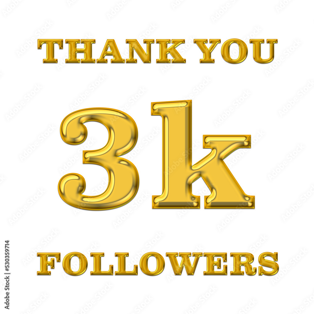 Thank you 3K followers transparent background PNG image, with gold ...