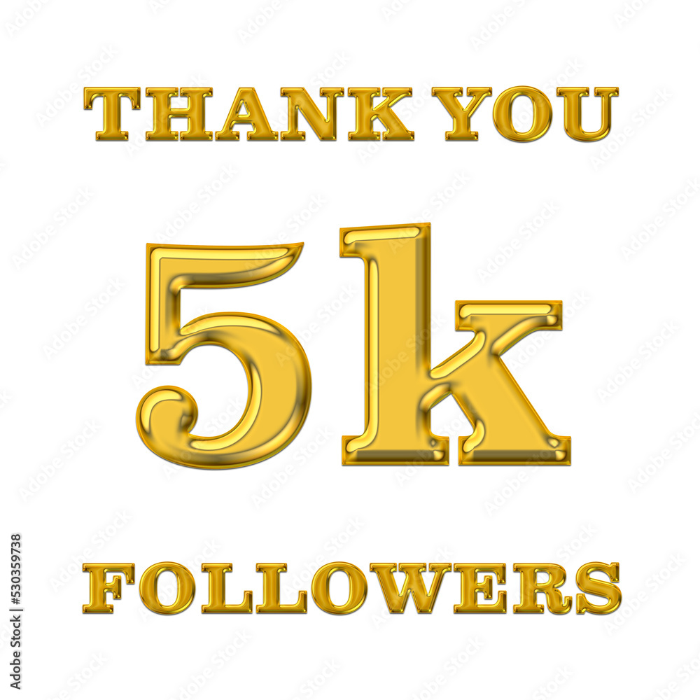 Thank you 5K followers transparent background PNG image, with gold ...