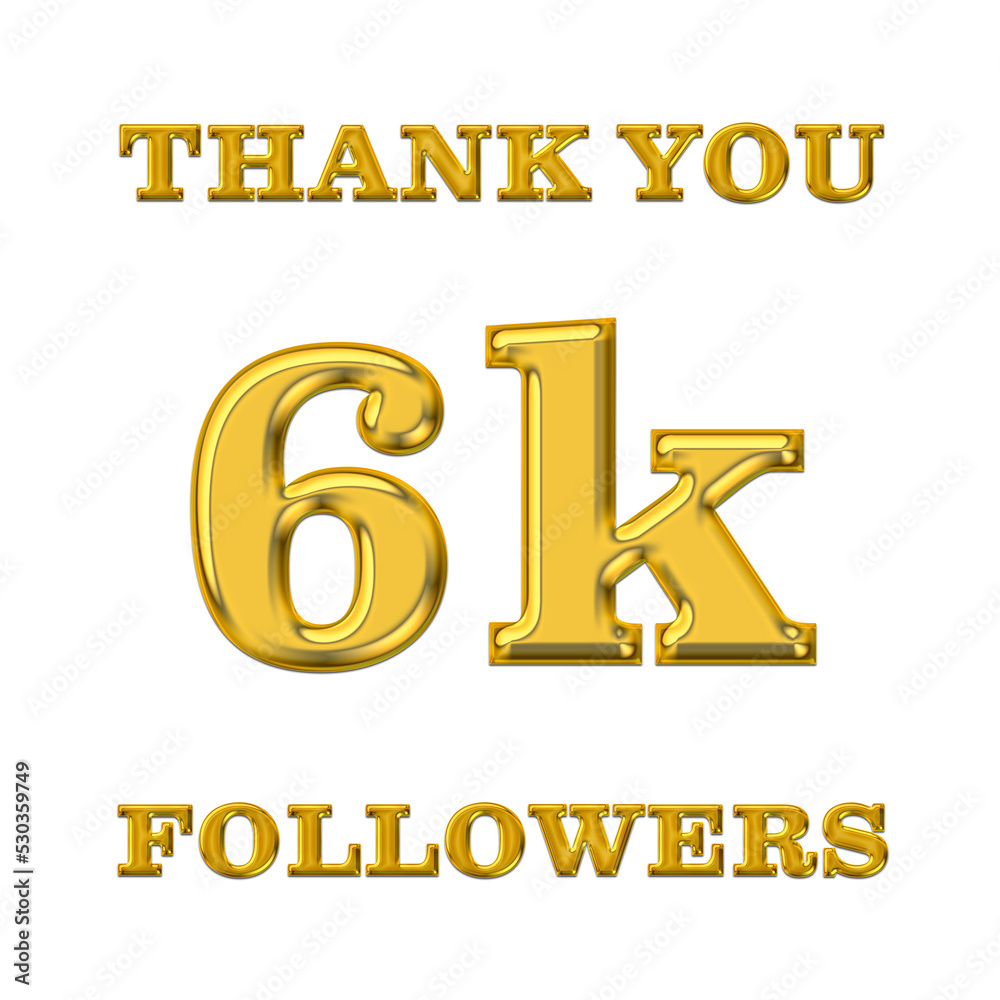 Thank you 6K followers transparent background PNG image, with gold ...