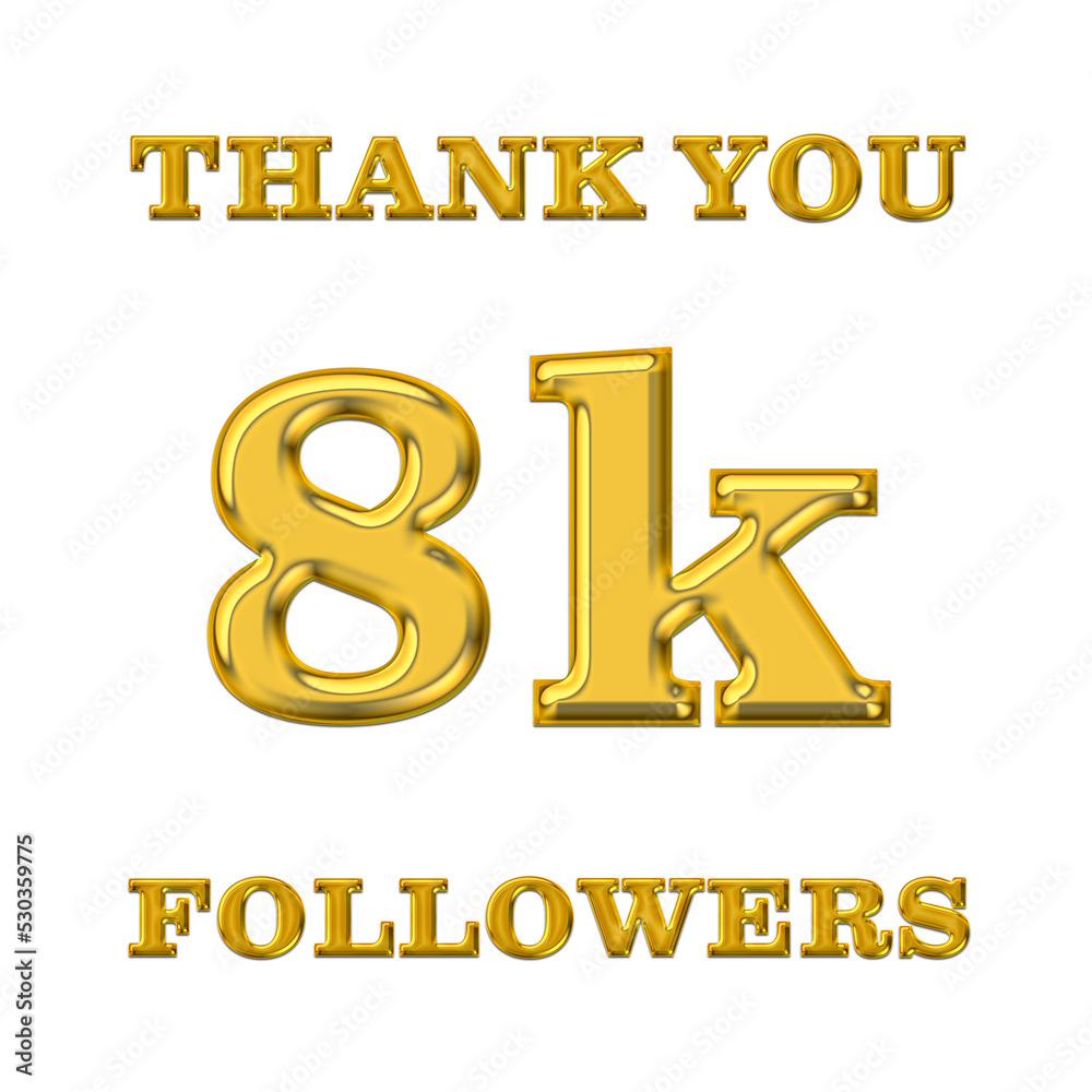 Thank you 8K followers transparent background PNG image, with gold ...