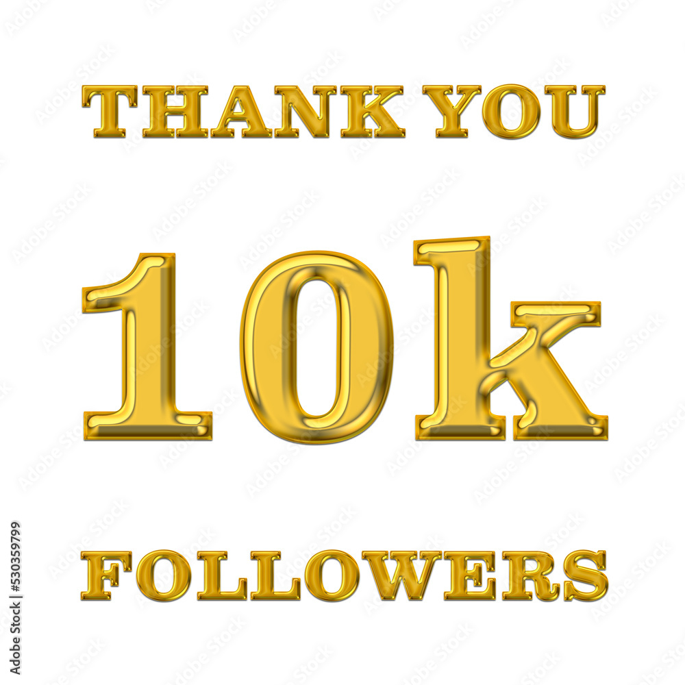 Thank you 10K followers transparent background PNG image, with gold ...