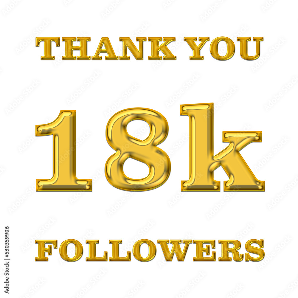 Thank you 18K followers transparent background PNG image, with gold ...