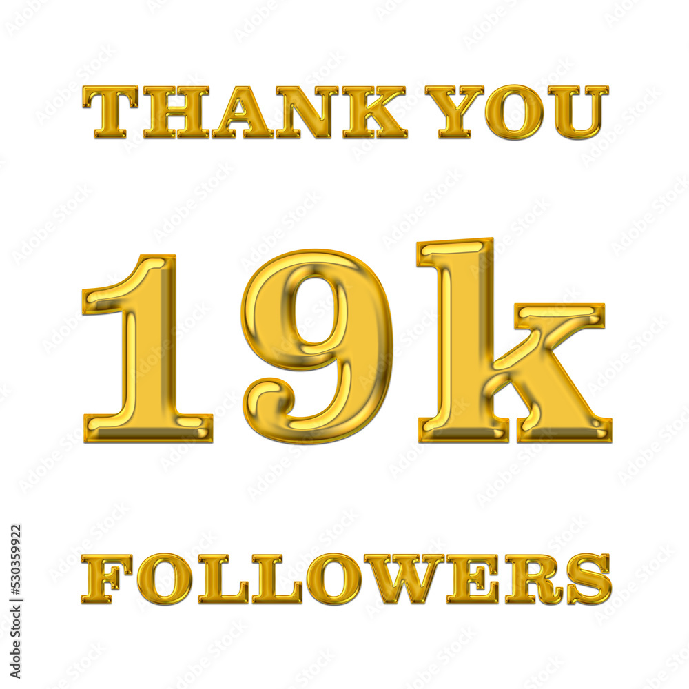 Thank you 19K followers transparent background PNG image, with gold ...