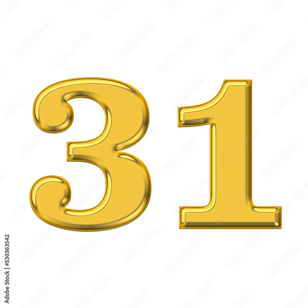 Gold 3d number 31, PNG transparent background, birthday celebrations ...