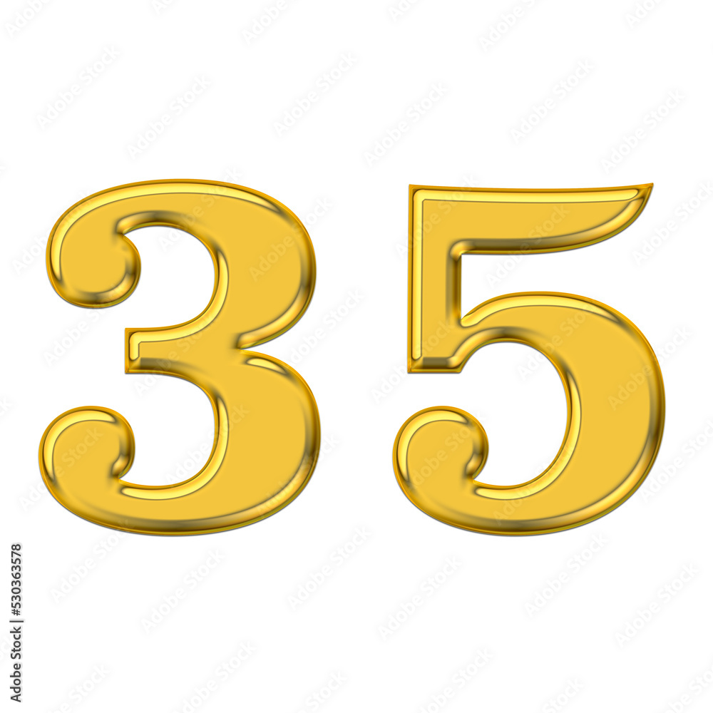 Gold 3d number 35, PNG transparent background, birthday celebrations ...