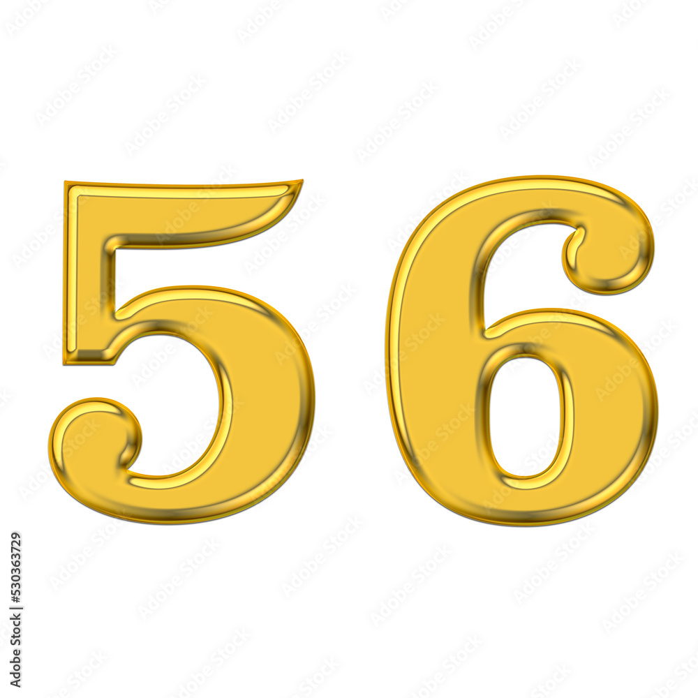 Gold 3d number 56, PNG transparent background, birthday celebrations ...
