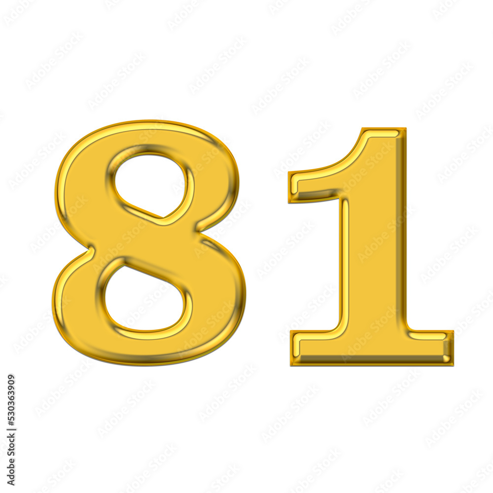 Gold 3d number 81, PNG transparent background, birthday celebrations ...