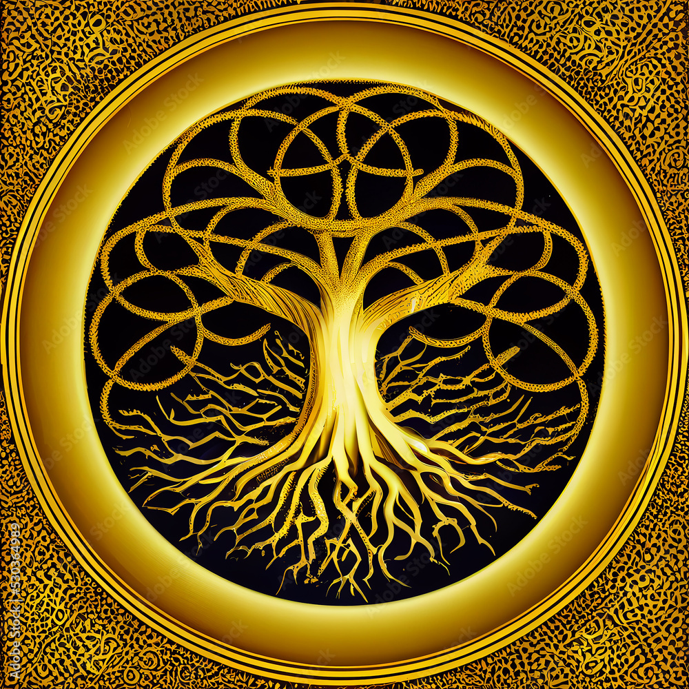 Tree of life logo design inspiration. In gold color Stock Illustration ...