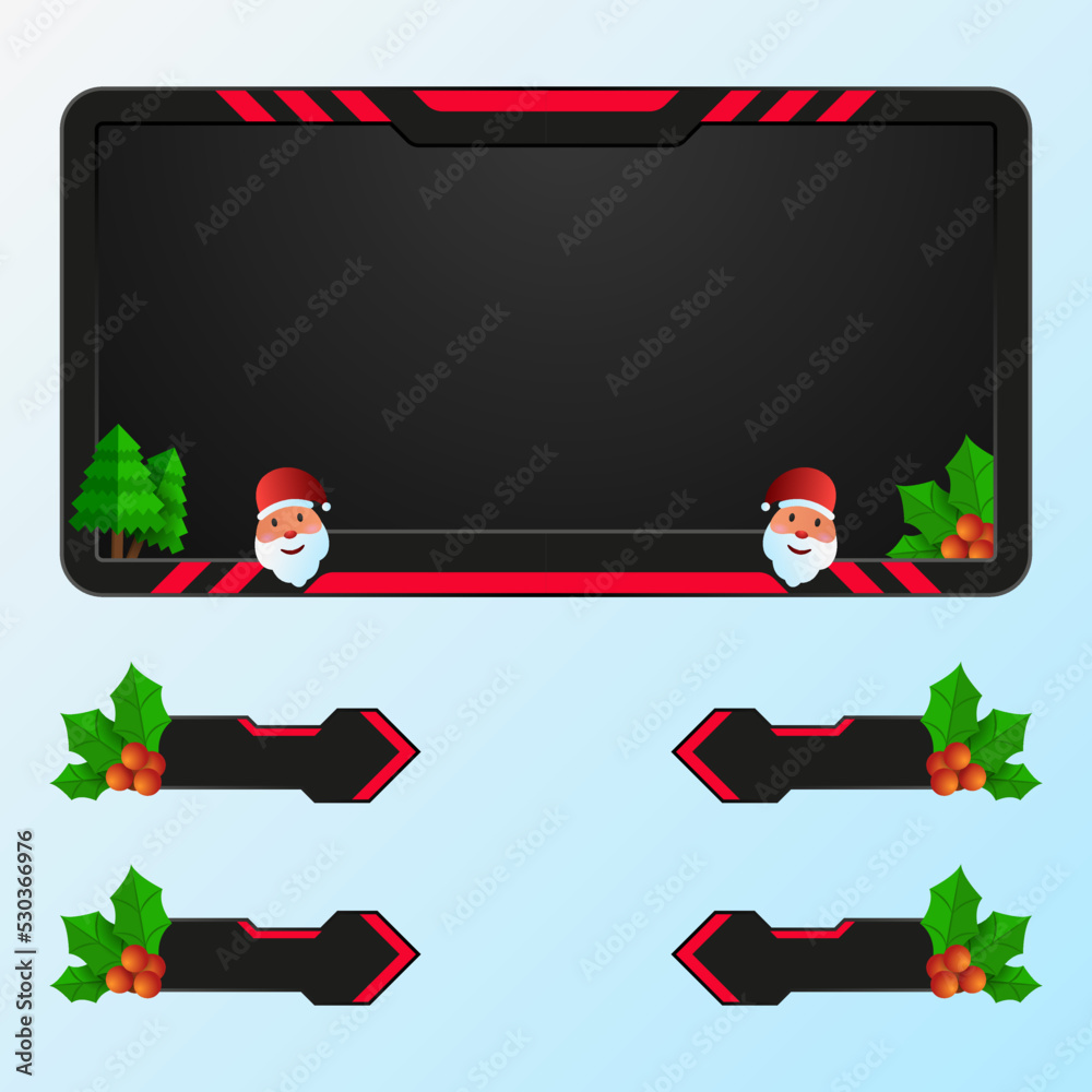 Christmas live stream overlay webcam screen border frame with Santa ...
