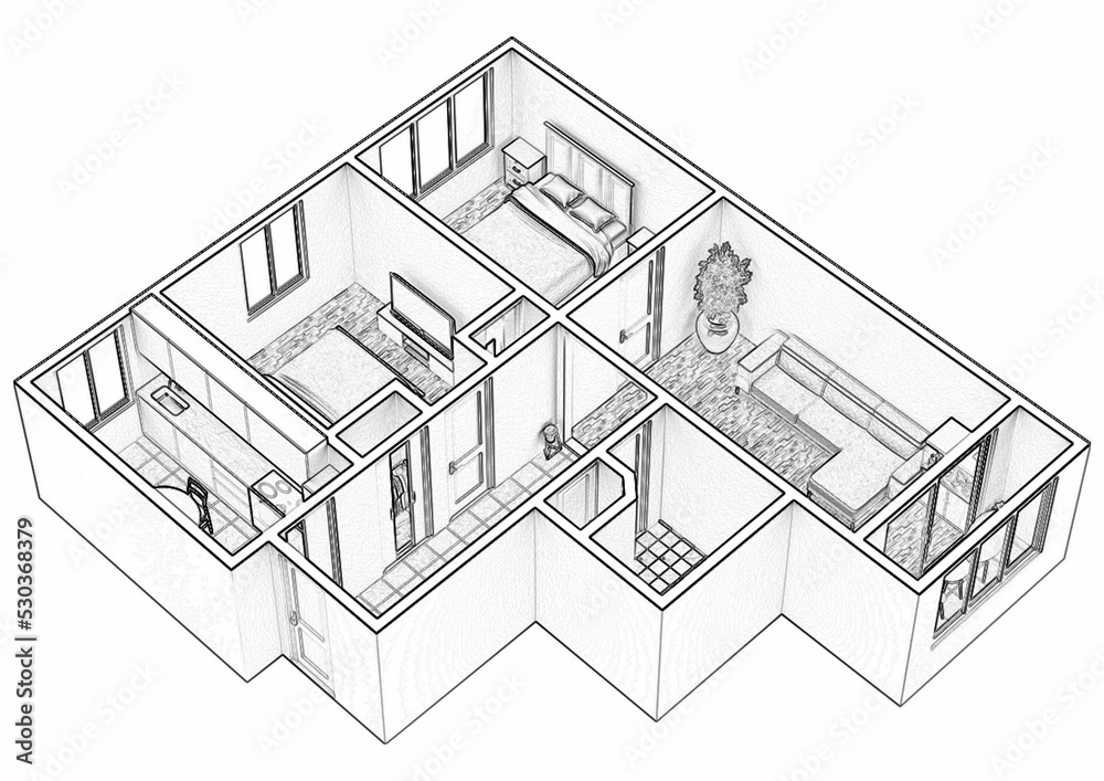 2d floor plan illustration. 3d Floor plan. Floorplans. Home floor plan ...