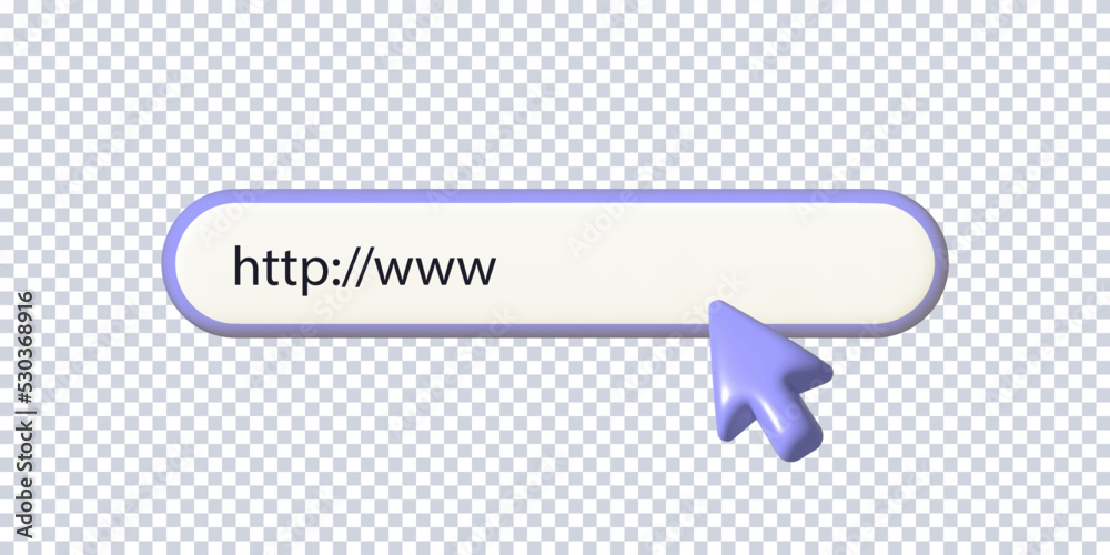 3d Search bar template for website. Address and navigation bar, cursor ...