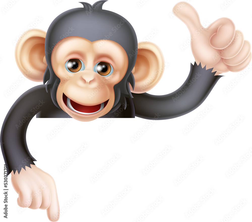 Thumbs Up Monkey Chimp Sign Stock Illustration | Adobe Stock