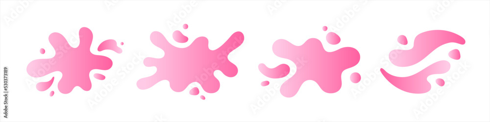 Liquid, rounded gradient blush pink, rose shapes set, splashes ...