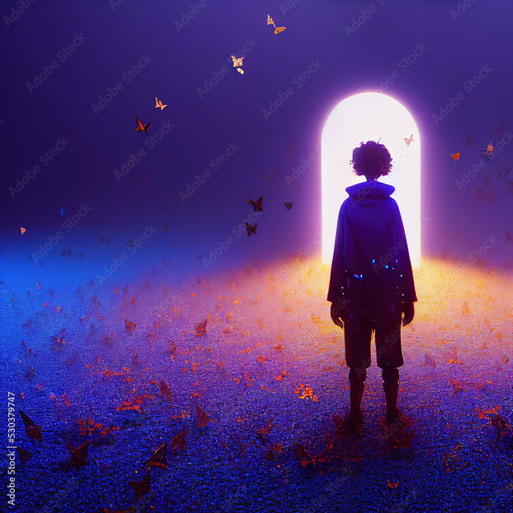 Face Your Own Fate. Man Stand in the Light in front of His Path ...