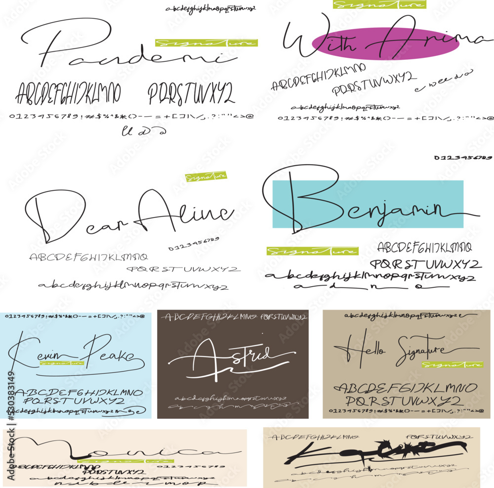bundle handwritten letter alphabet uppercase lowercase typeface logo ...