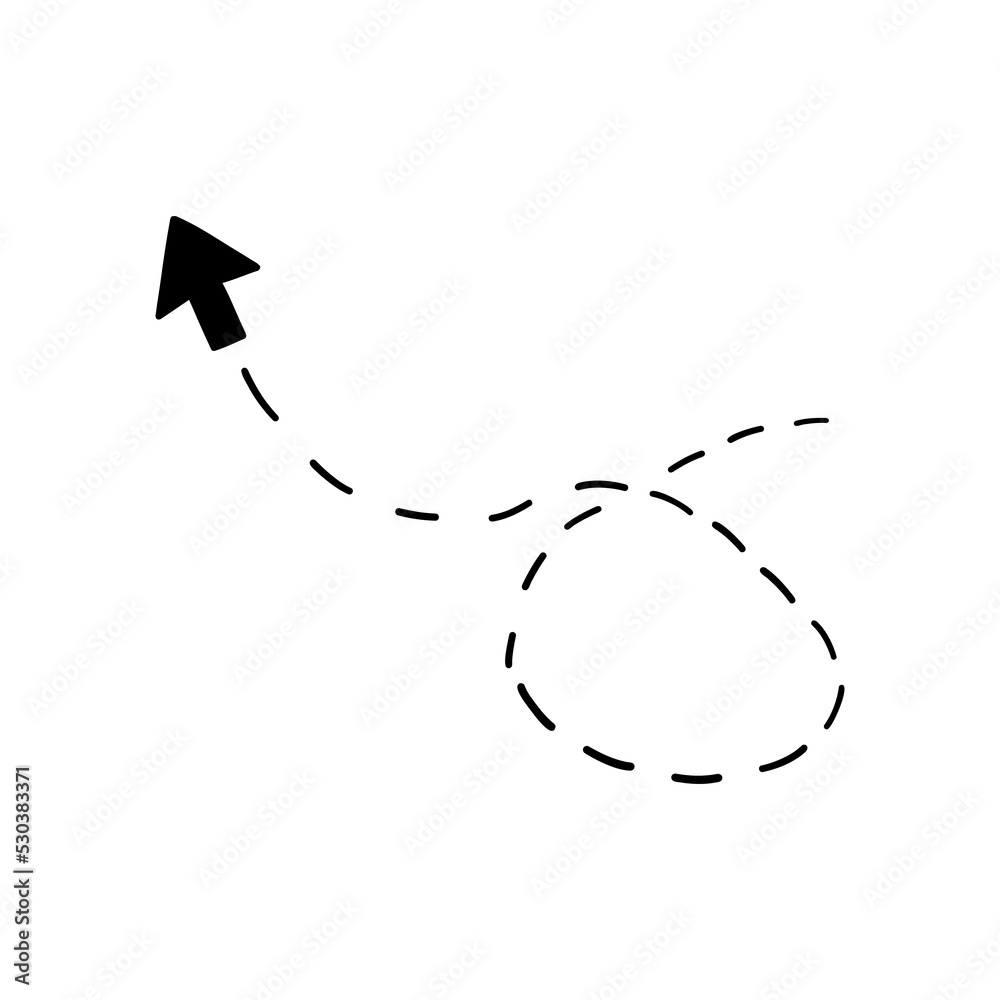 Dotted line from the trajectory of a computer mouse. Cursor path on the ...