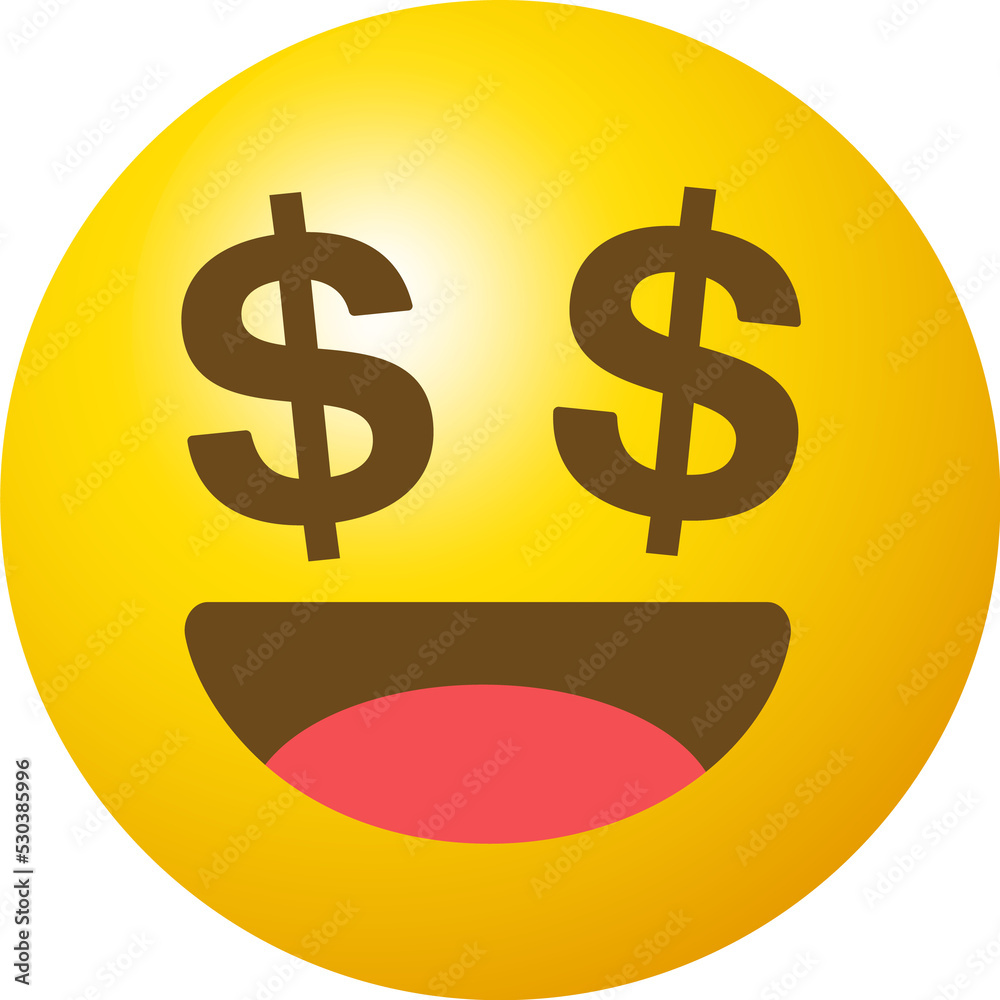 Emoticons with money eyes, Round abstract comic Faces. Social media ...