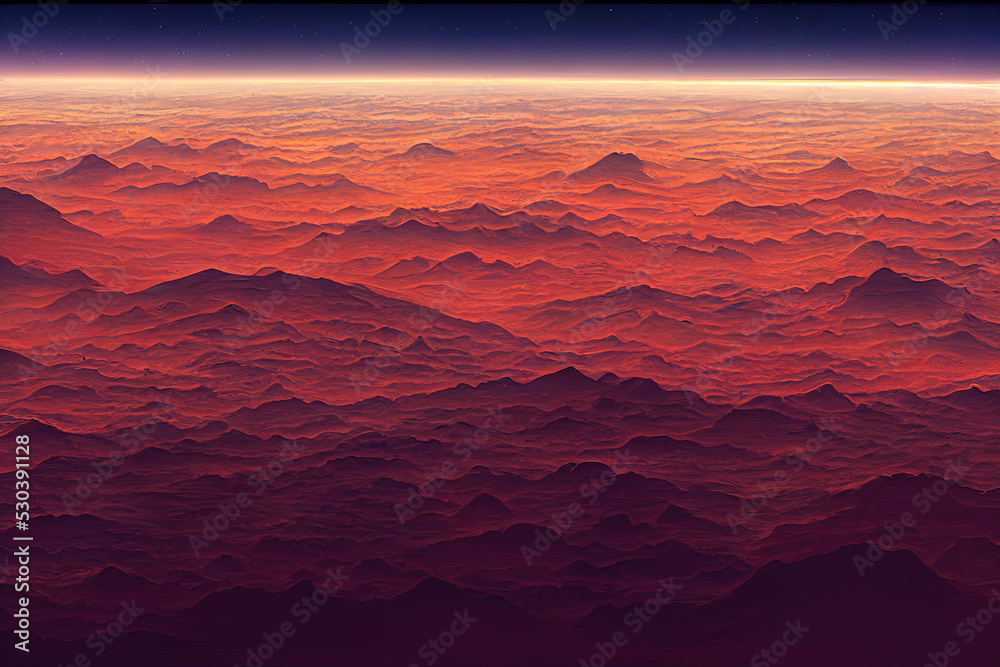 Red Planet Mars Surface. Nature Scene. Fantasy Backdrop. Concept Art ...