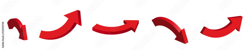 Red 3d arrow. Vector isometric arrow set isolated on white background ...