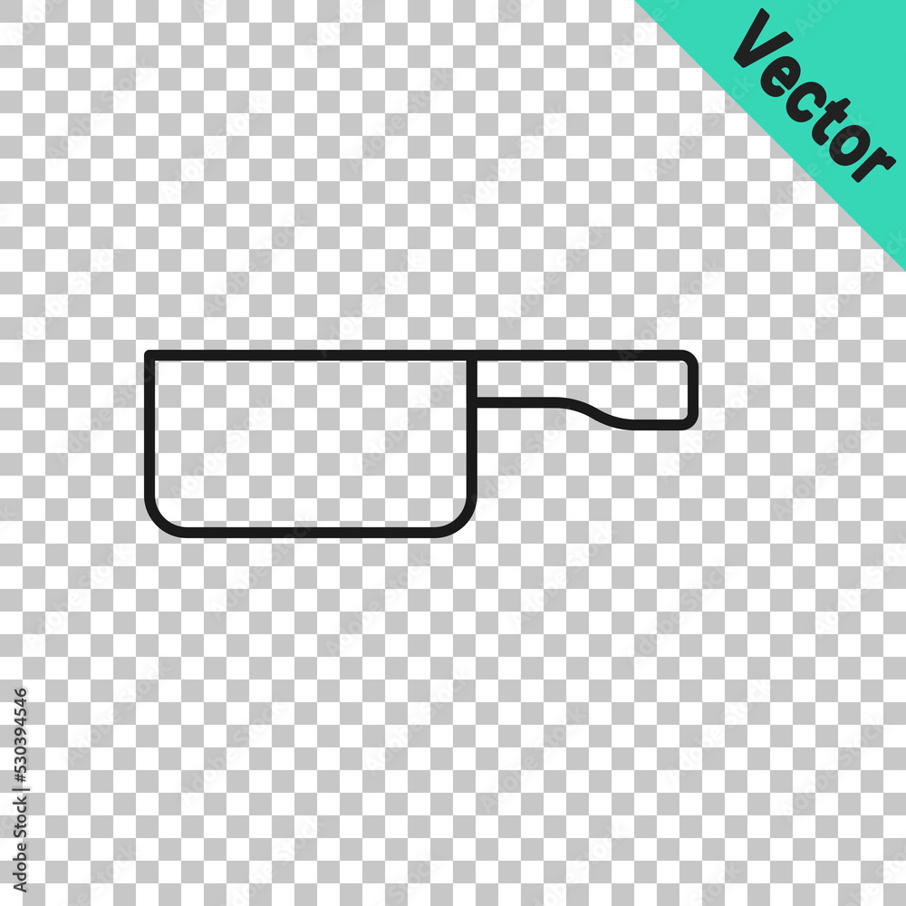 Black line Frying pan icon isolated on transparent background. Fry or ...