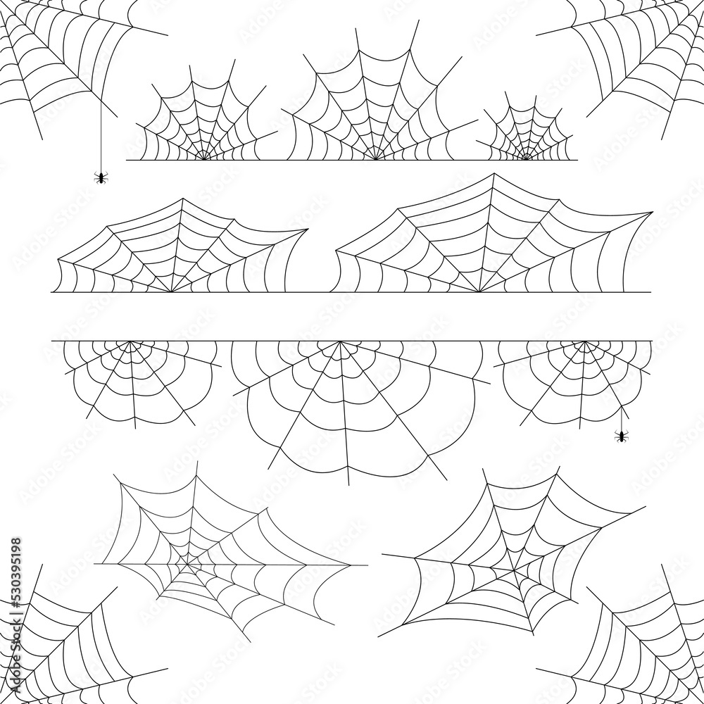 Halloween cobwebs vector frame frame and dividers isolated on ...