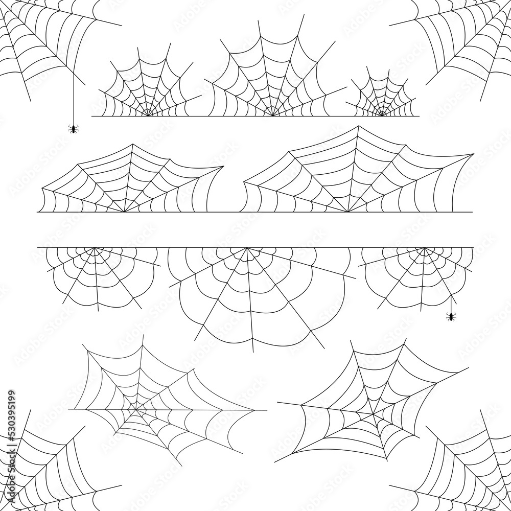 Halloween cobwebs vector frame frame and dividers isolated on ...