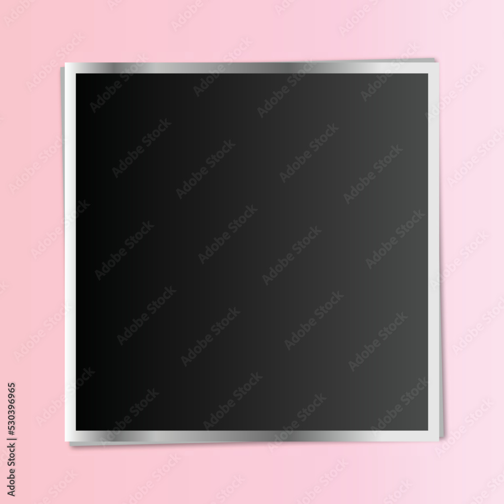 Silver bright frame with black photo background Stock Vector | Adobe Stock