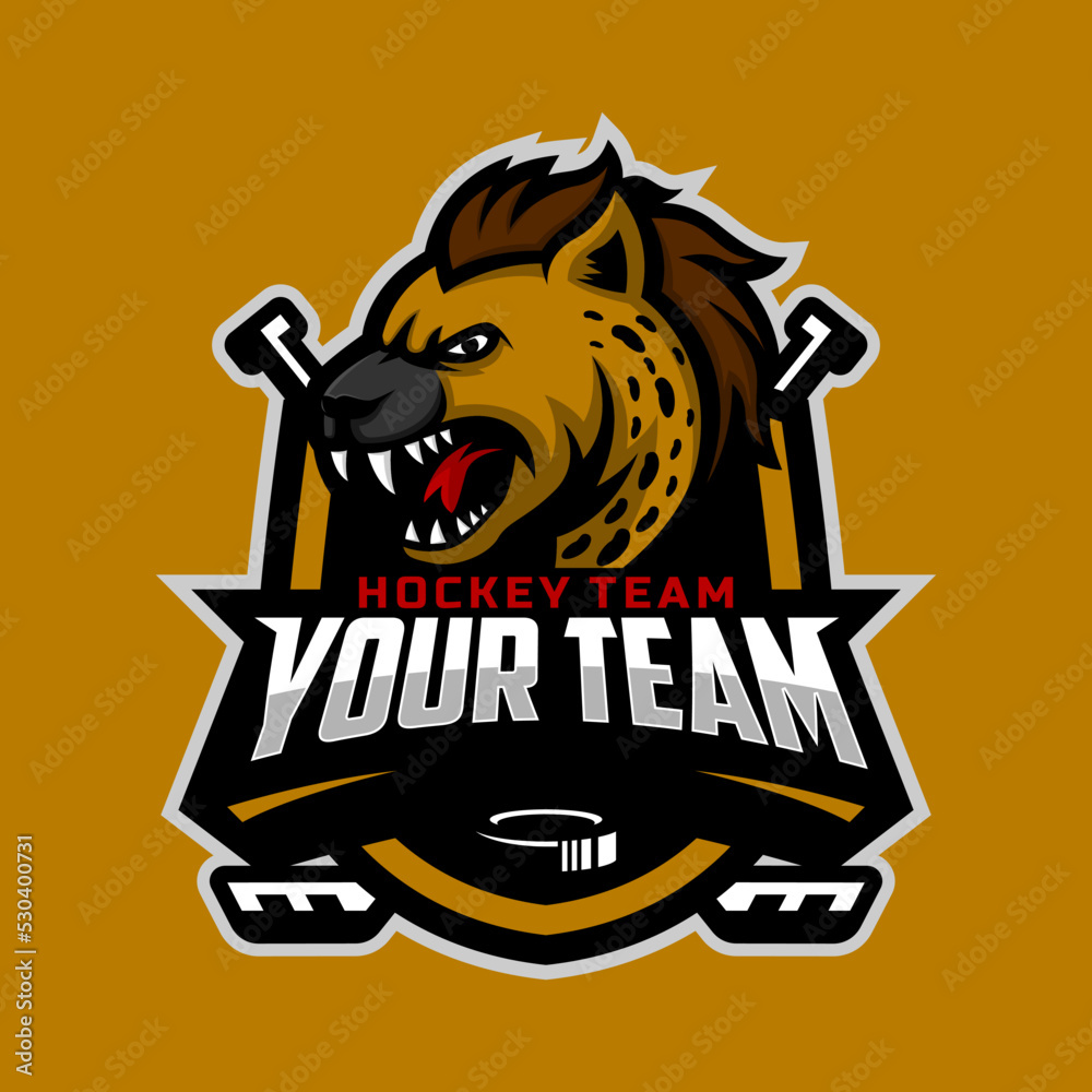 Hyena head logo for the ice hockey team logo. vector illustration. With ...