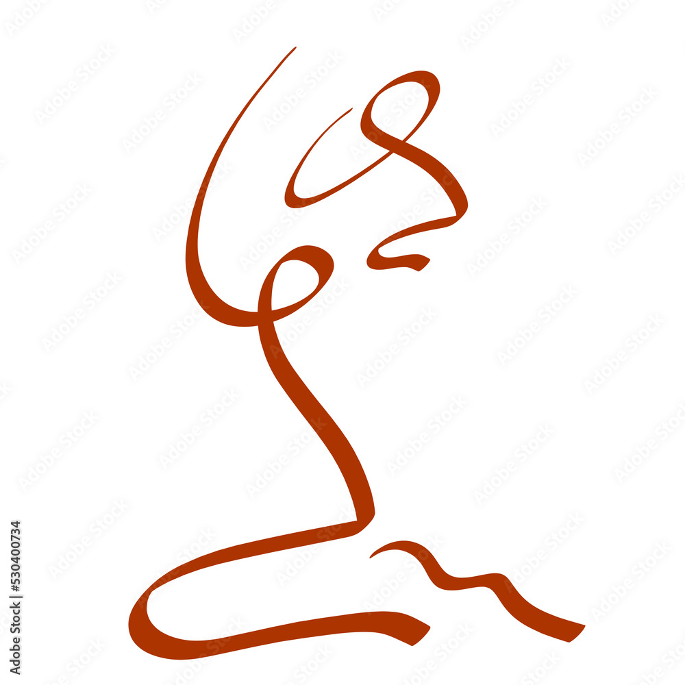 abstract image of a woman kneeling and praying to God, outline on a ...