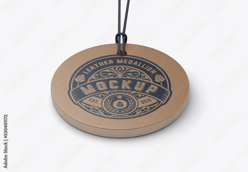 Leather Medallion with Rope Mockup Stock Template | Adobe Stock