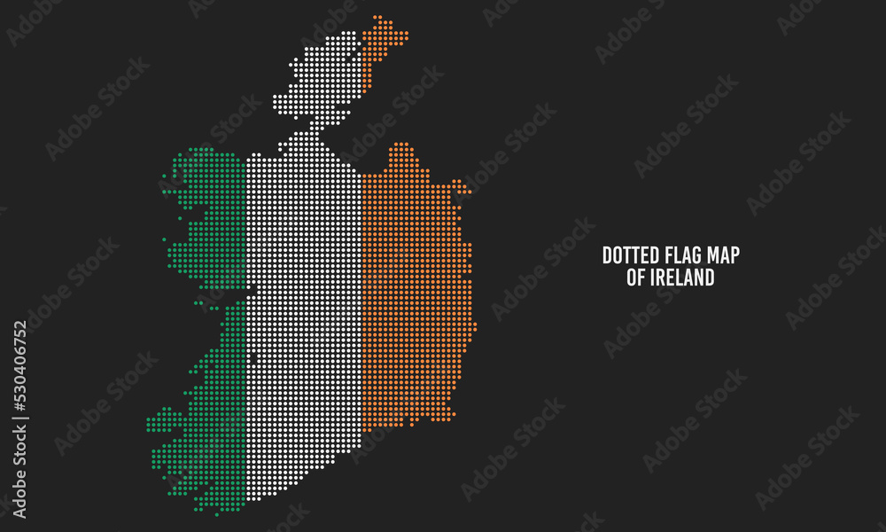 Flag Map of Ireland with Halftone Dotted Effect Style Stock Vector ...