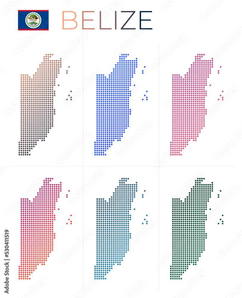 Belize dotted map set. Map of Belize in dotted style. Borders of the ...