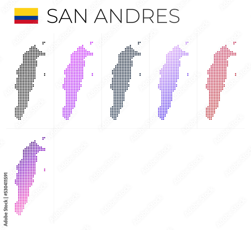 Vetor de San Andres dotted map set. Map of San Andres in dotted style ...