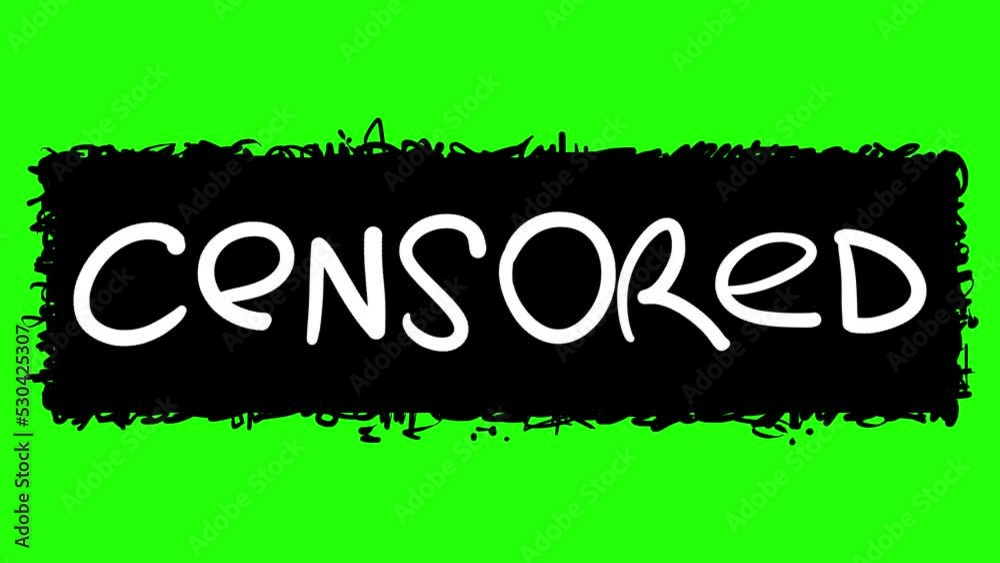 Animation of the Censorship sign in hand-drawing style on a green ...
