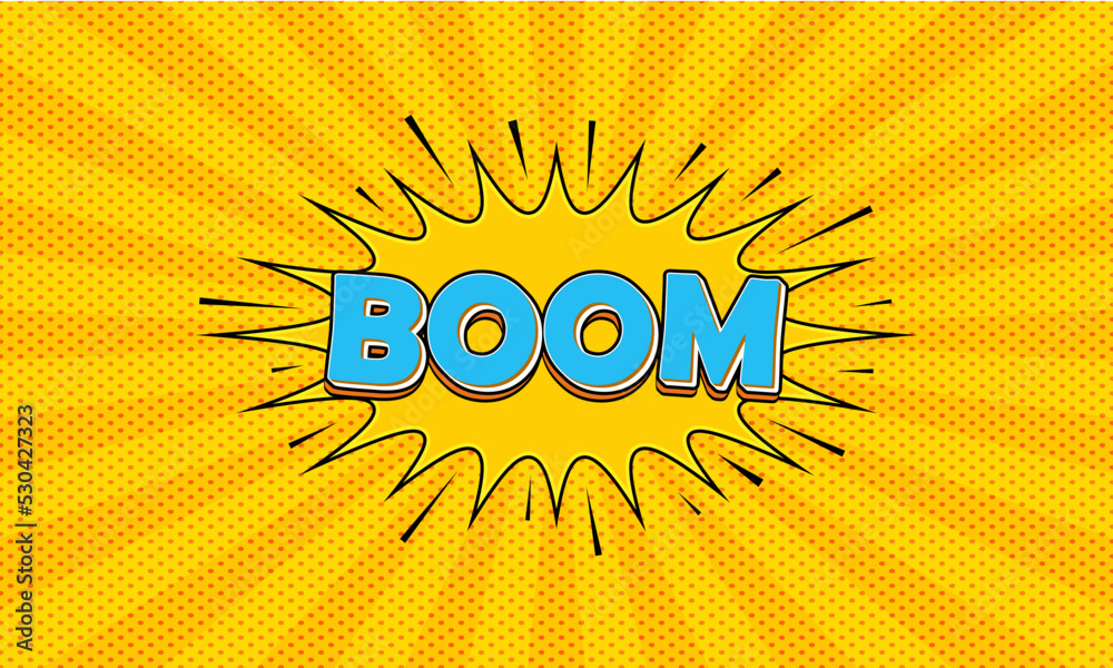 Vetor de Abstract boom blank speech bubble on yellow, orange backdrop ...