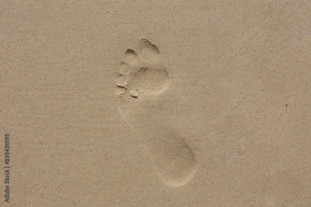 Selective focus of one single footprints on the left hand side with ...