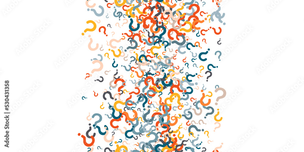 Seamless pattern with question marks scattered isolated on white ...