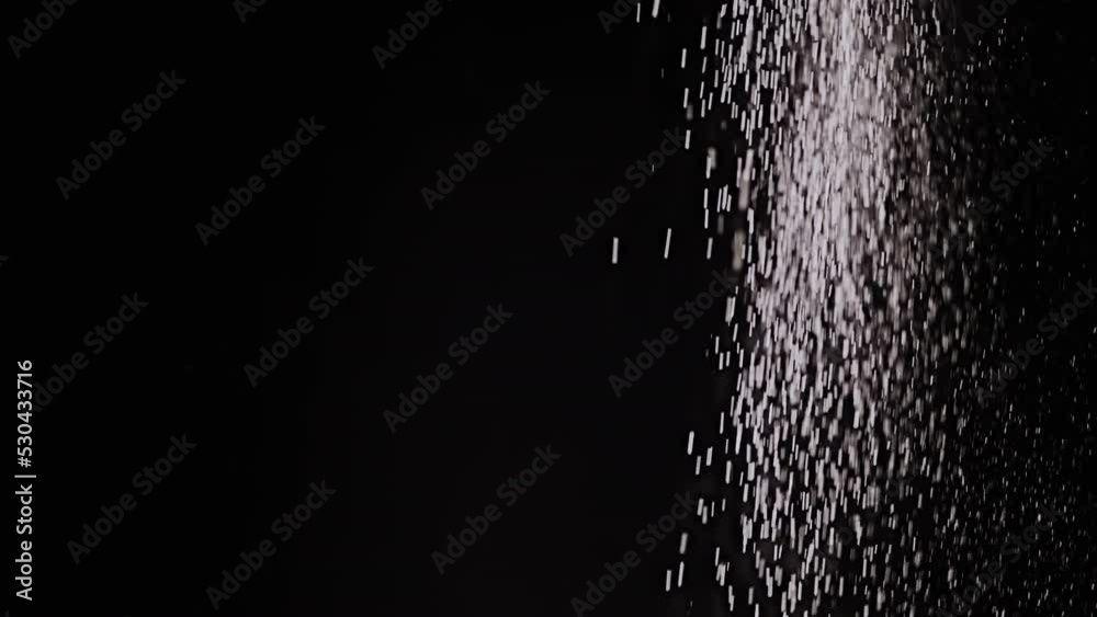 Stream Falling Particles, Sparks, Dust, Debris, Powder on Black ...