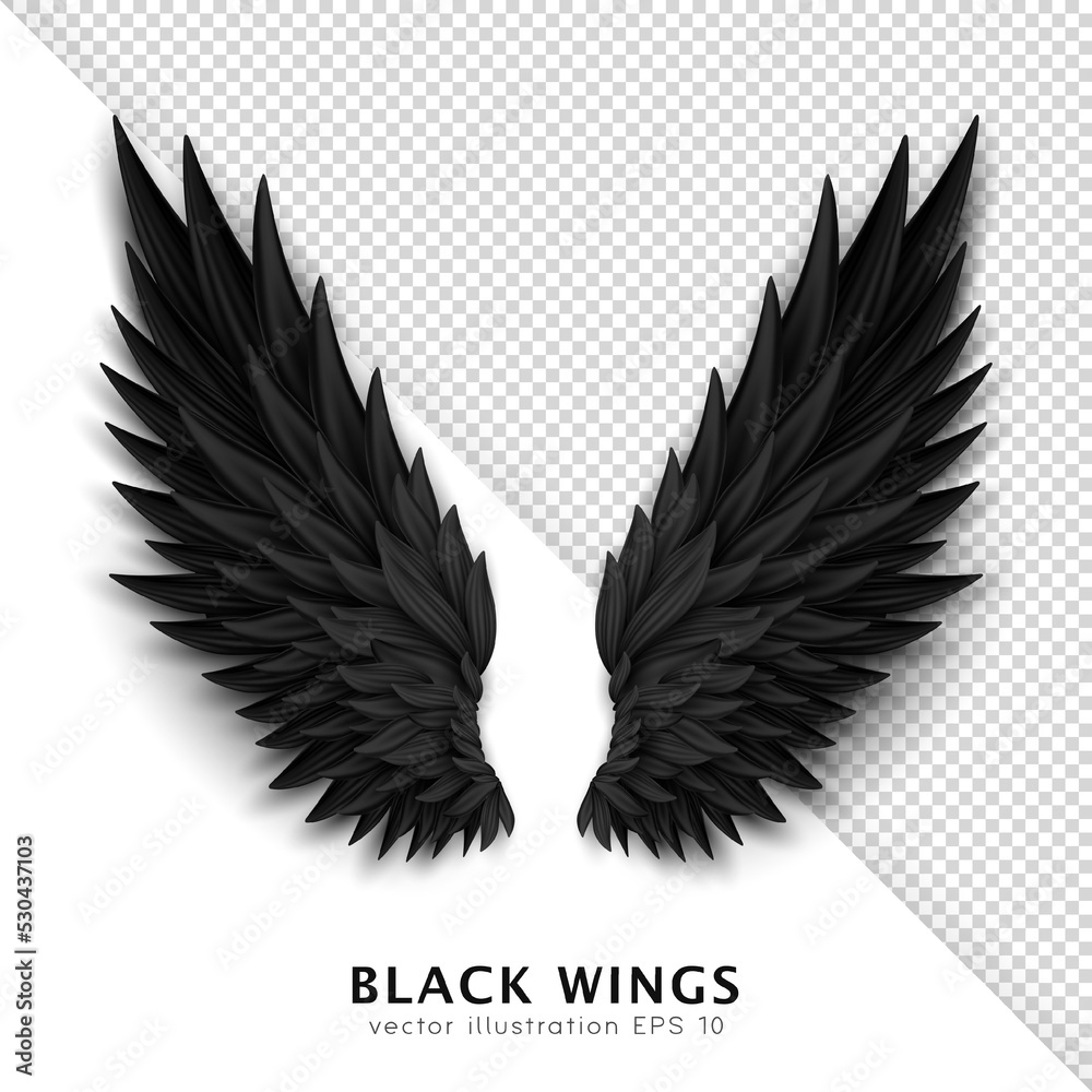 Black devil wings isolated on transparent background. Dark angel outfit ...