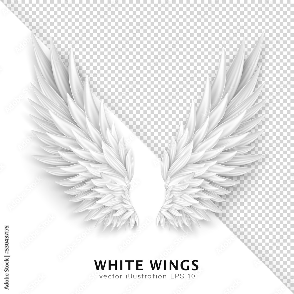 Three dimensional white angel wings. Masquerade, festival, carnival ...