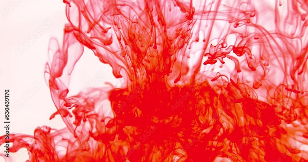Bloody red colour, blood in water. Colored abstract explosion effect ...