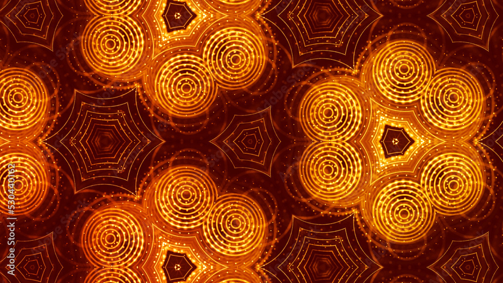 3d render. Gold motion design background with symmetrical pattern ...